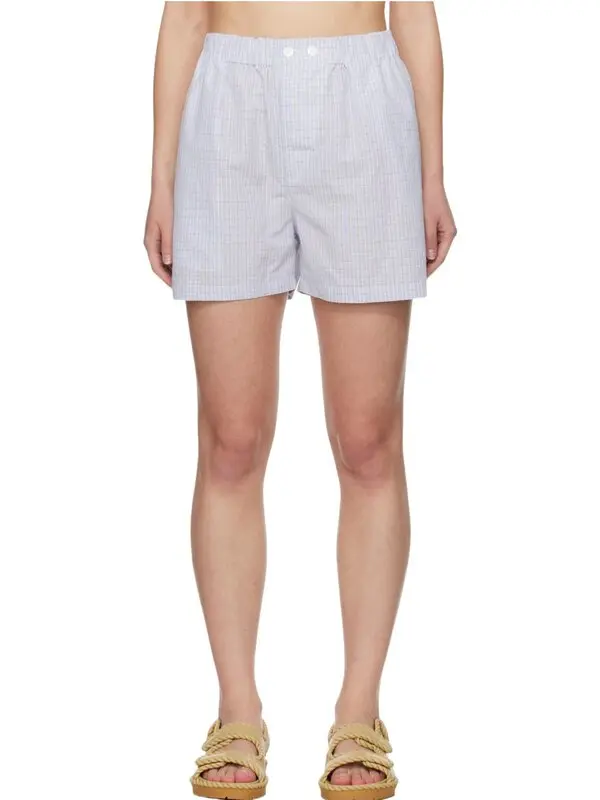 Bottega Veneta Plaid Relaxed Fit Shorts - Gray