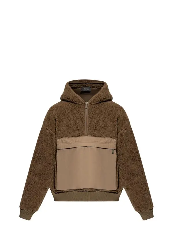 Dsquared2 Half-zip Fleece Hoodie - Brown