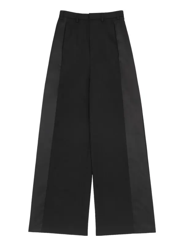 MAISON MARGIELA Wide-leg Wool Blend Trousers With Satin Side Panels - Black
