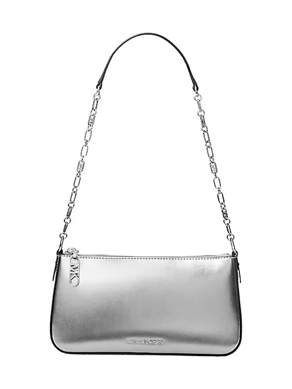 Michael Kors Empire Metallic Leather Shoulder Bag - Gray