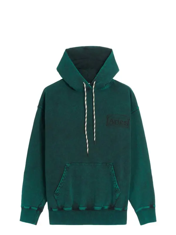 Aries Logo-print Distressed Cotton Hoodie - Green