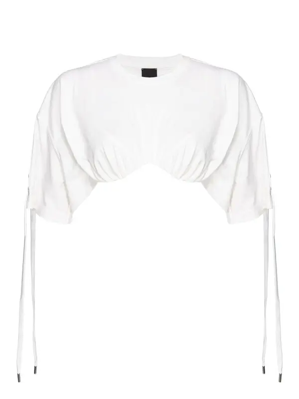 Pinko Lace-up Cropped T-shirt - White