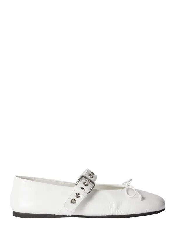 Miu Miu Polished Buckle Fastened Ballerinas - White