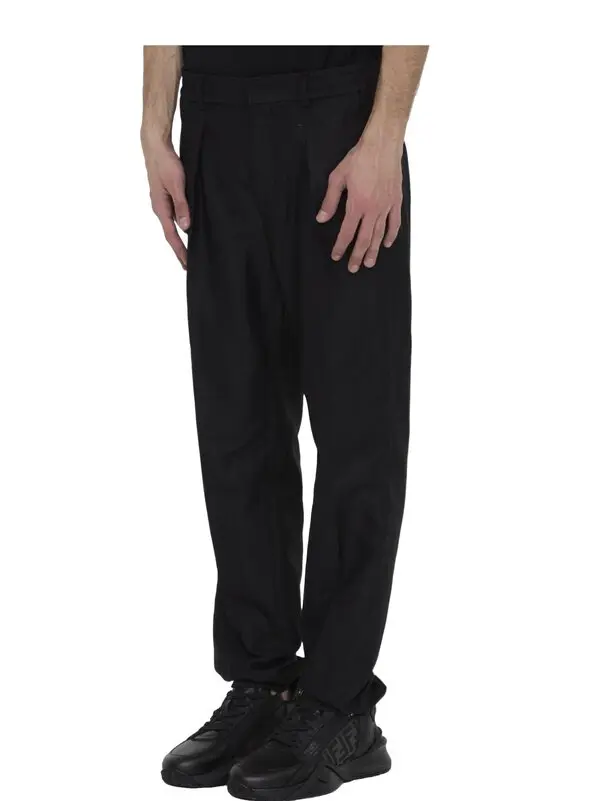 Fendi Pleated Straight-leg Tailored Trousers - Black