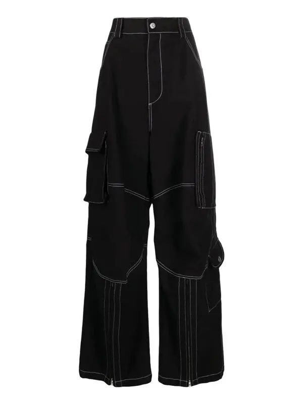 We11Done Contrast Stitch Biker Pants - Black