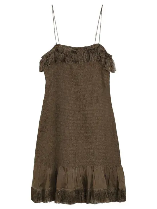 BY MALENE BIRGER Valia Mini Dress - Chocolate-colored