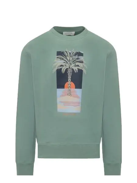 LANVIN Graphic Printed Crewneck Sweatshirt - Green