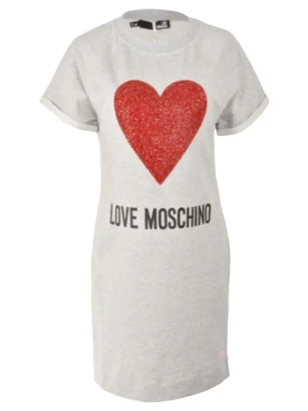 Moschino Heart-shaped Hot Drill Stretch Dress - White
