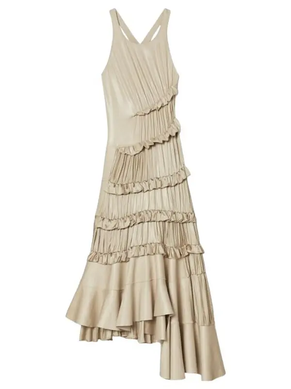 Tory Burch Liquid Jersey Ruffle Dress - Nude