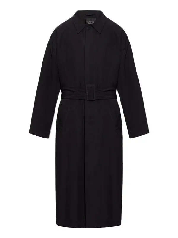 Balenciaga Belted Mid-length Trench Coat - Black