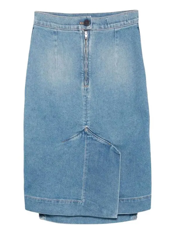 VIVIENNE WESTWOOD Orb Logo Embroidered Asymmetric Denim Skirt - Blue