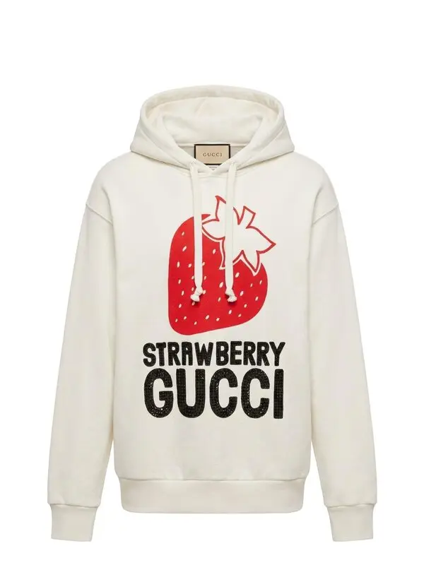 Gucci Strawberry Print Hoodie - Off White