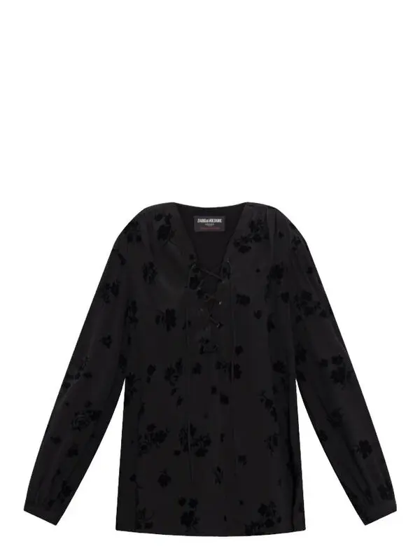 Zadig&Voltaire Lace-up Blouse With Graphic Pattern - Black
