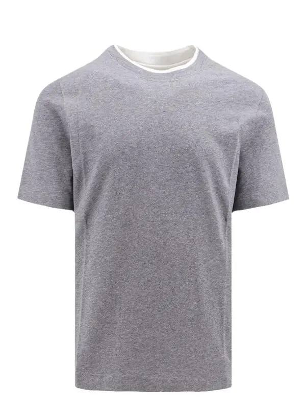 Brunello Cucinelli Layered-effect Crewneck T-shirt - Grey
