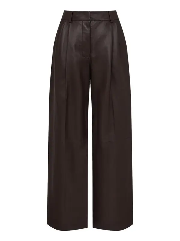 Zimmermann Wide-leg Leather Pants - Mahogany