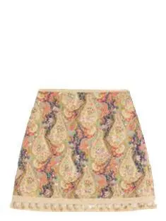 Valentino Garavani Embroidered Short Skirt With Paisley Print - Nude