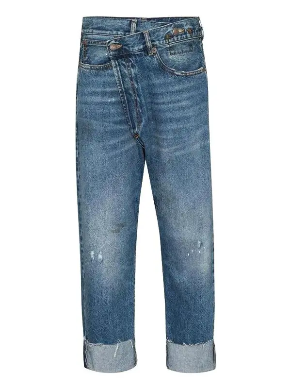 R13 Crossover Cropped Jeans - Blue