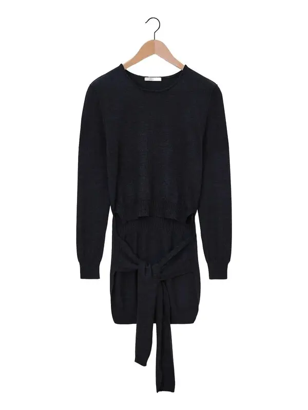 LEMAIRE Trompe L'oeil Crewneck Jumper With Wool Straps - Anthracite