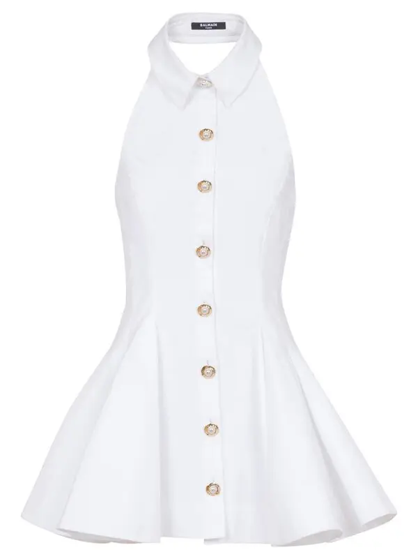 Balmain A-line Backless Poplin Dress - White