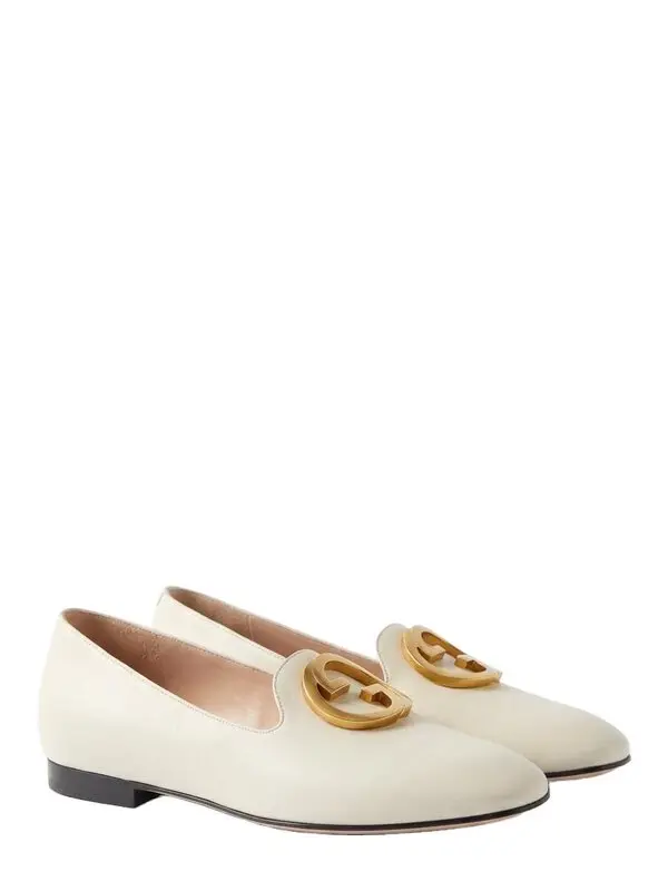Gucci Blondie Logo-plaque Loafers - White