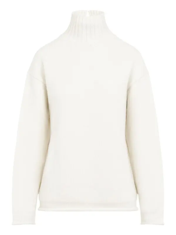 Bottega Veneta High Neck Knitted Jumper - White