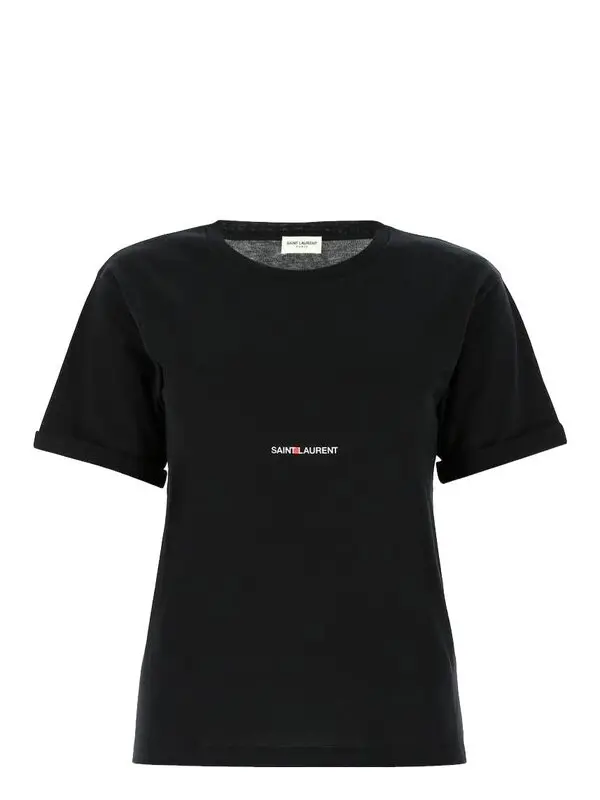 Saint Laurent Logo Print Crewneck T-shirt - Black