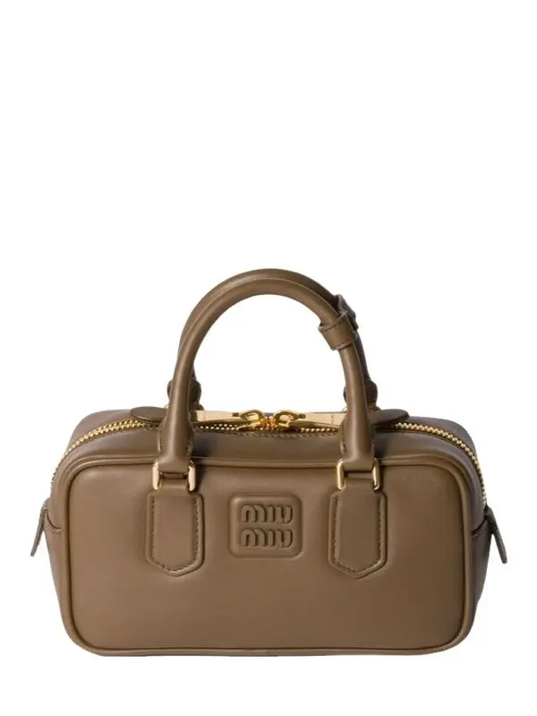 Miu Miu Logo-embossed Small Tote Bag - Brown