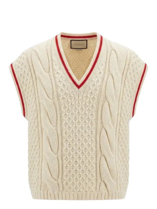 Gucci Cable Knit Cropped Vest - White