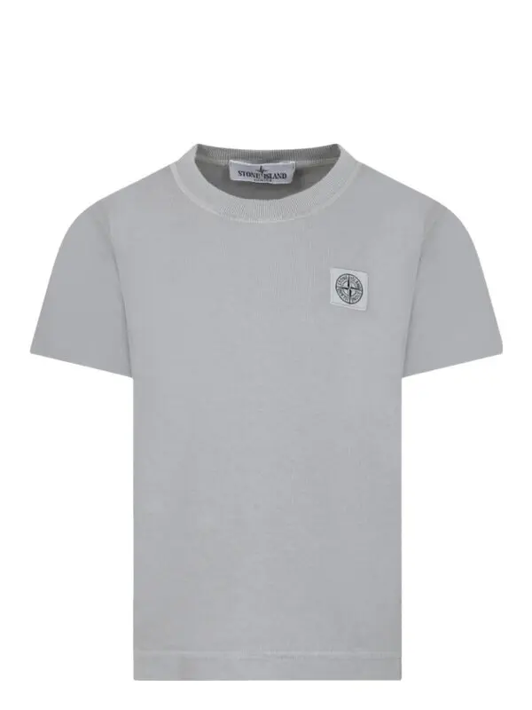 Stone Island Logo Patch Cotton T-shirt - Pearl Gray