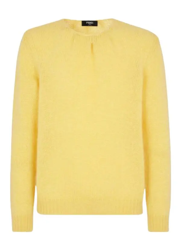 Fendi Long Sleeved Crewneck Knitted Jumper - Yellow