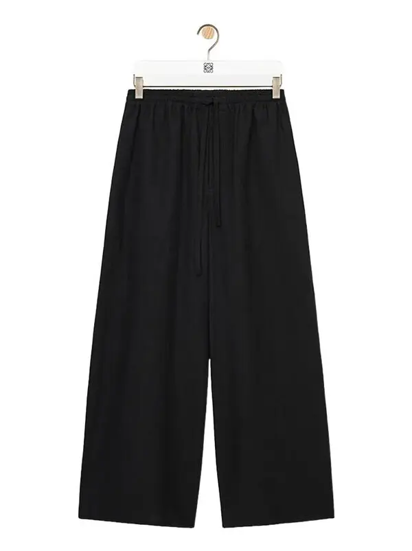 Loewe Cropped Trousers With Elasticated Waist And Drawstring - Black