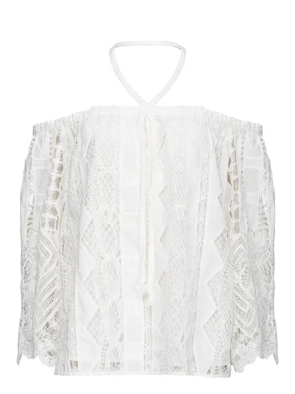 Pinko Notorious Curled Neckline Blouse - White