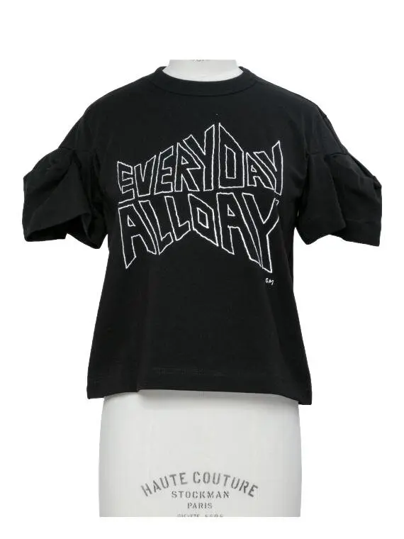 Sacai Crew-neck T-shirt With Short Sleeves - Black