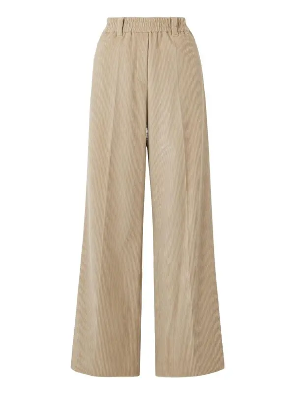 Brunello Cucinelli Corduroy Wide-leg Trousers - Beige