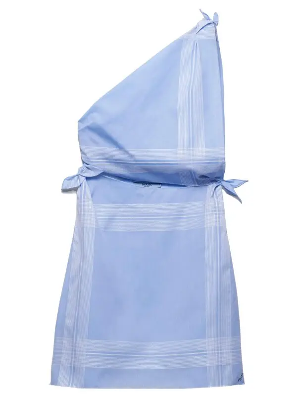 Prada Checked Cotton Mini-dress - Sapphire Blue