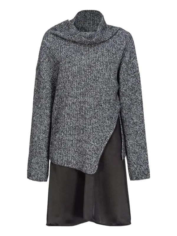 Pinko High-neck Layered Knitted Dress - Grey
