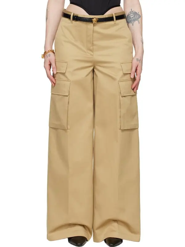 Versace High-waisted Wide-leg Cargo Trousers - Nude