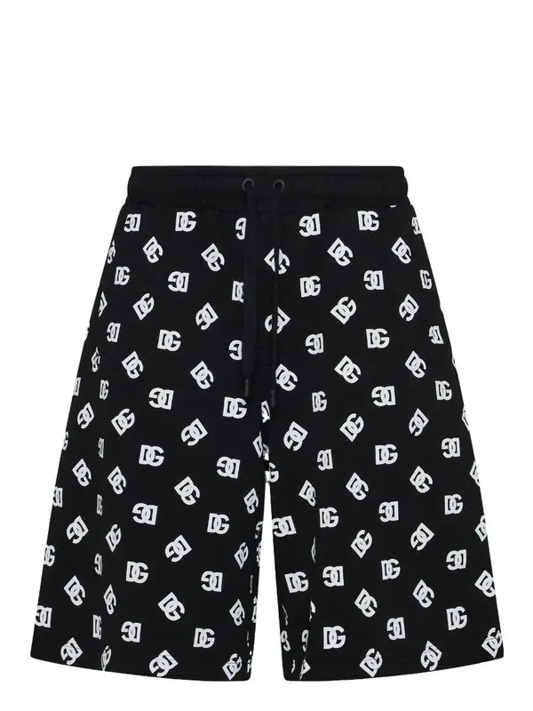 Dolce & Gabbana All-over Dg Printed Drawstring Shorts - Black