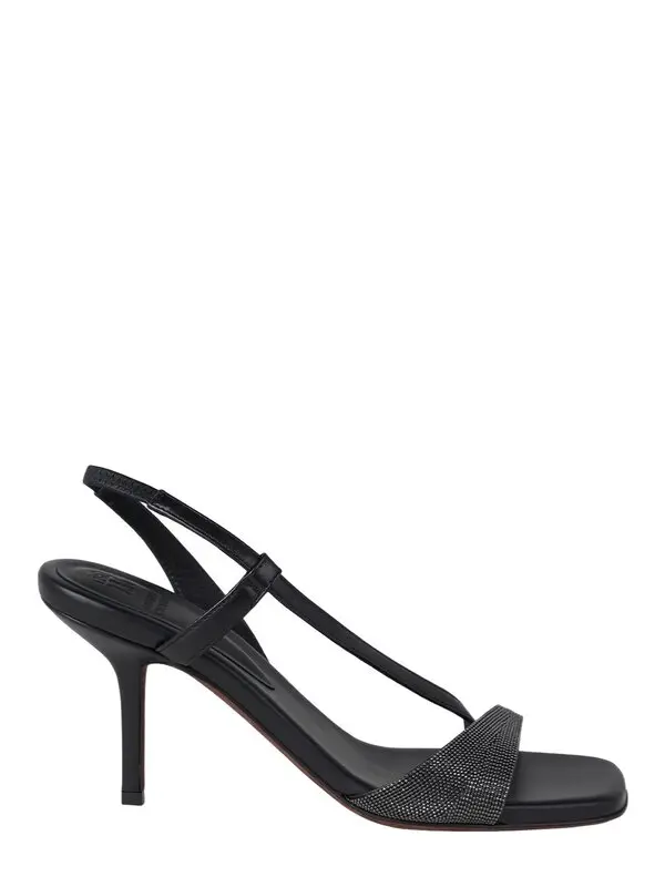 Brunello Cucinelli Monili-chain Square Toe Sandals - Black