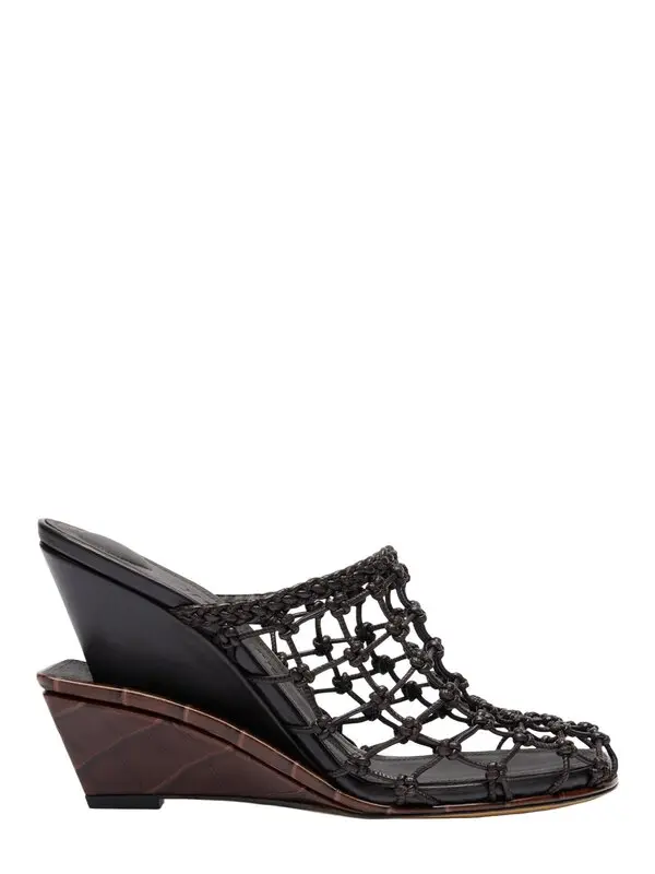 Jacquemus Double Woven Leather Wedge Mules - Black