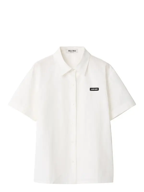 Miu Miu Short Sleeve Poplin Shirt - White