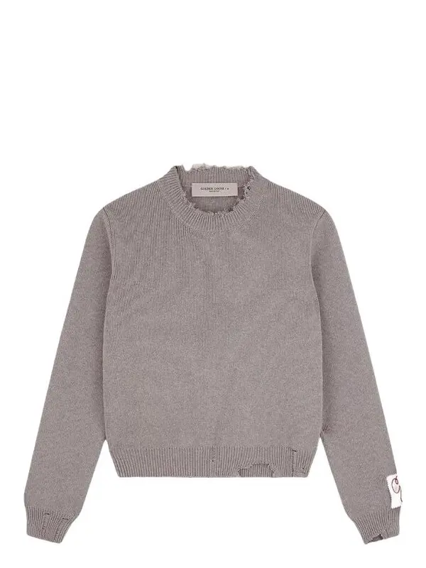 GOLDEN GOOSE Distressed Logo Patch Jumper - Gray
