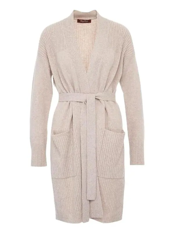 Max Mara Tie Detailed V-neck Cardigan - Nude