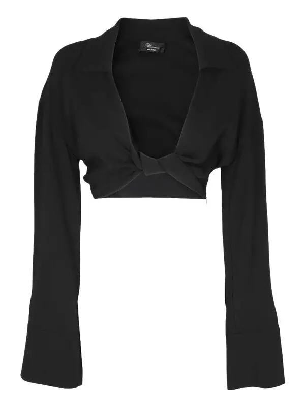 Blumarine Twist Detailed Cropped Long-sleeved Top - Black