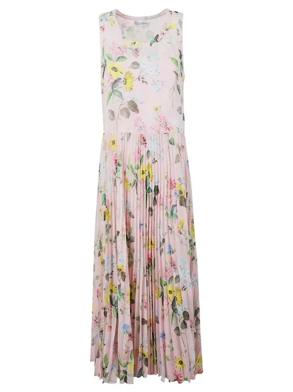 Red Valentino Floral Printed Pleated Dress - Multicolor