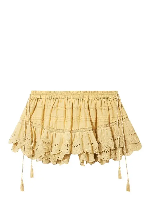 Isabel Marant Étoile Pura Ruffled Lace Shorts - Light Ochre