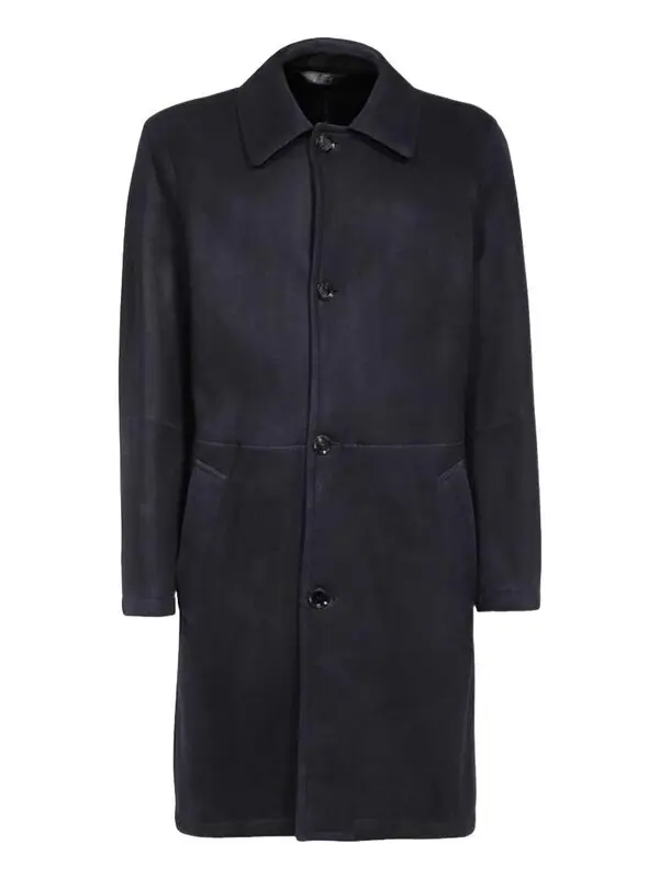 Brioni Single-breasted Leather Coat - Black