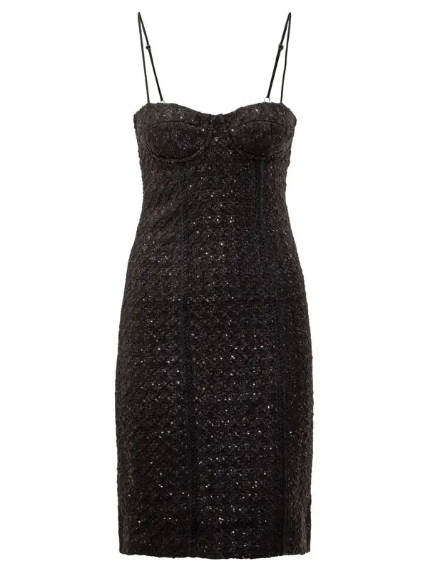 ROTATE BY BIRGER CHRISTENSEN Sequin-embellished Spaghetti Strap Mini Dress - Black