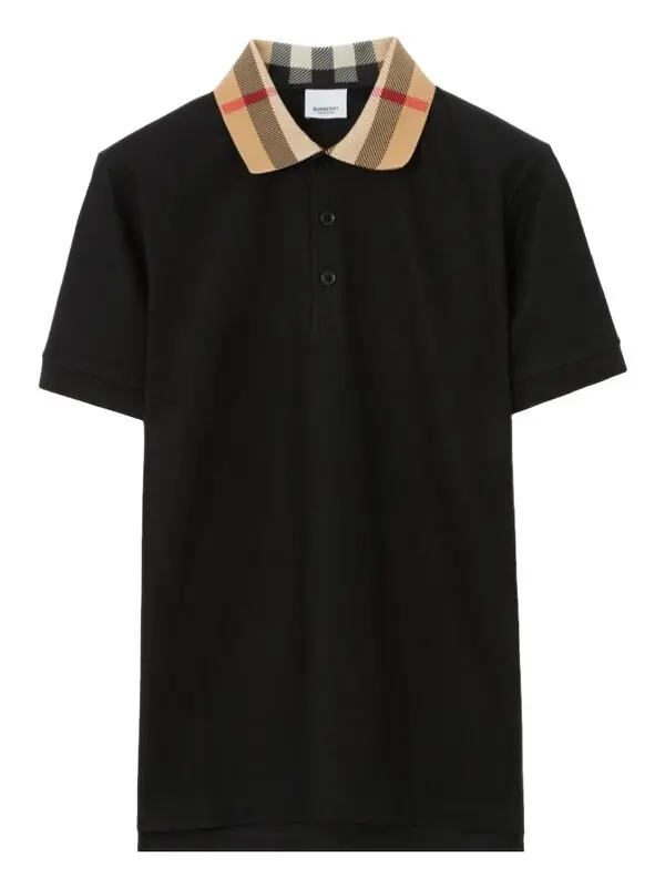 Burberry Checked Short-sleeved Polo Shirt - Black