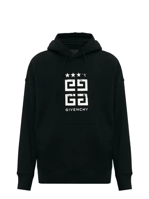 Givenchy Logo Print Drawstring Hoodie - Black